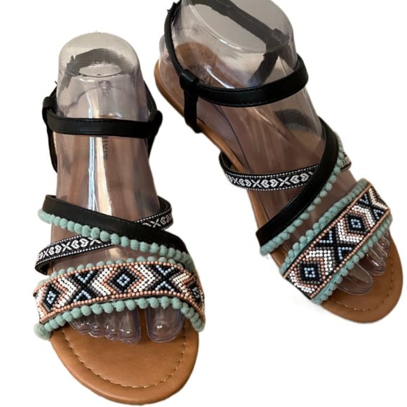 Mixit | Shoes | Mixit Turquoise Black White Tan Gray Beaded Womens ...